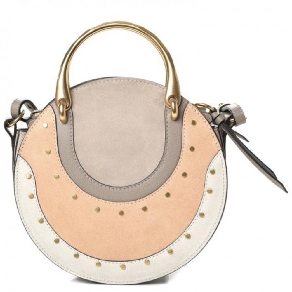 Chloe Pixie Small Studded Motty Grey Leather Shoulder… - Gem